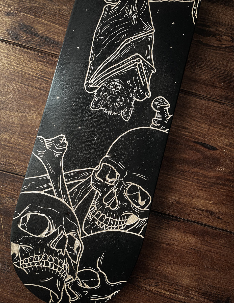 Bat in the Moonlight Skate Deck – Savannah's Woodcuts
