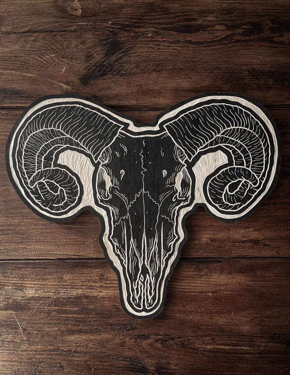 Ram Skull Woodcut – Savannah's Woodcuts