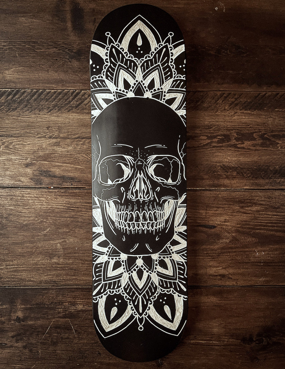 Mandala Skull Skate Deck – Savannah's Woodcuts