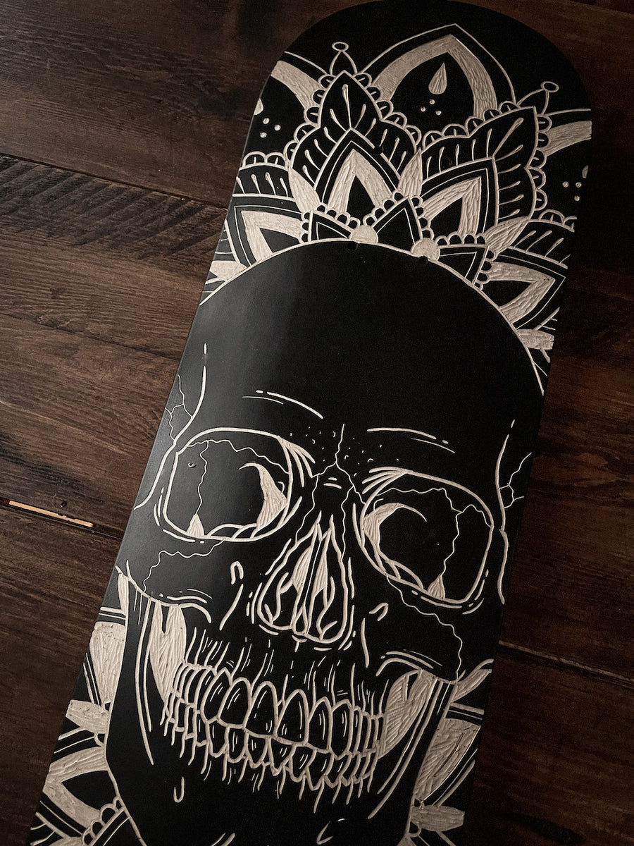 Mandala Skull Skate Deck – Savannah's Woodcuts