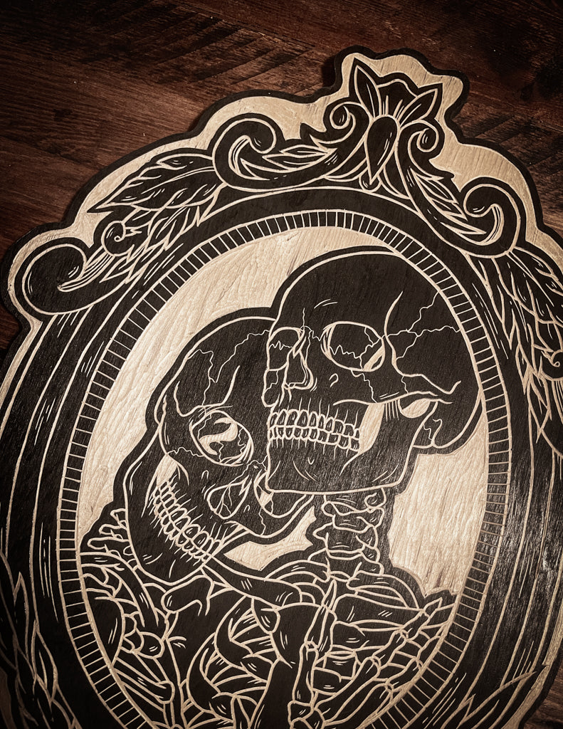 Lovers Skeleton Frame Woodcut – Savannah's Woodcuts
